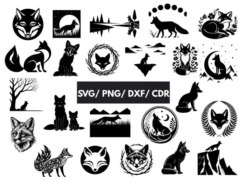 Fox Svg Bundle, Fox Clipart, Fox Silhouette Svg, Fox Dxf, Cut Files for ...