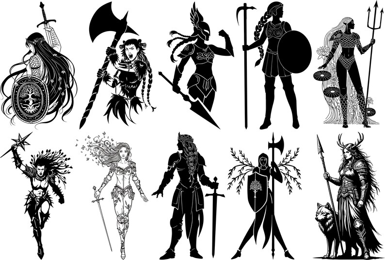 Valkyrie Warrior Women Svg Bundle, Norse Female Fighter Dxf, Fantasy ...