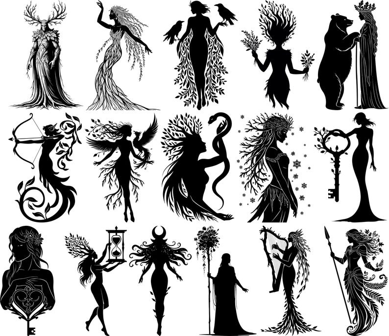 Mystic Dryad Svg Dxf Png Bundle 57, Forest Witch Goddess and Tree ...