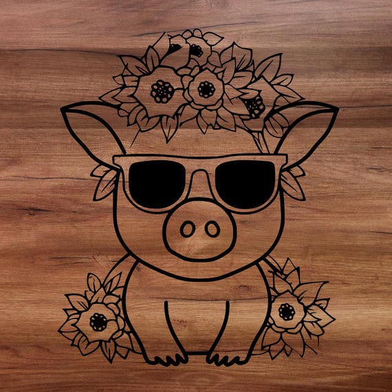 Lindo Contorno De Cerdito Cerdo Animal Lindo Divertido Aislado Sobre