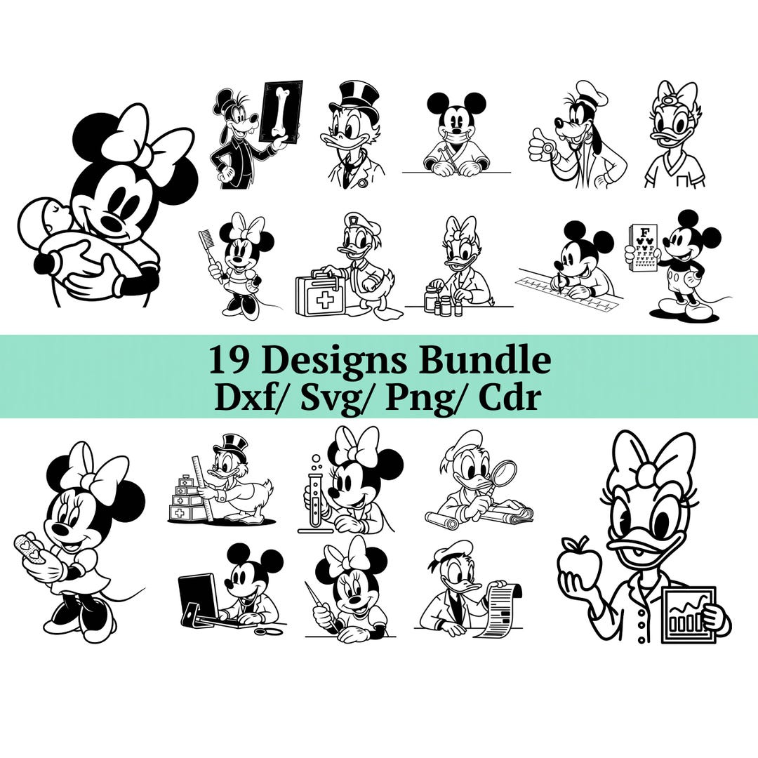 Mickey and Minnie Medical Svg, 19 Doctor Mouse Png, Classic Nurse Dxf ...
