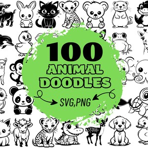 100 Animal Doodle Svg Bundle - Animal Svg - Doodle Svg - Safari Animal ...