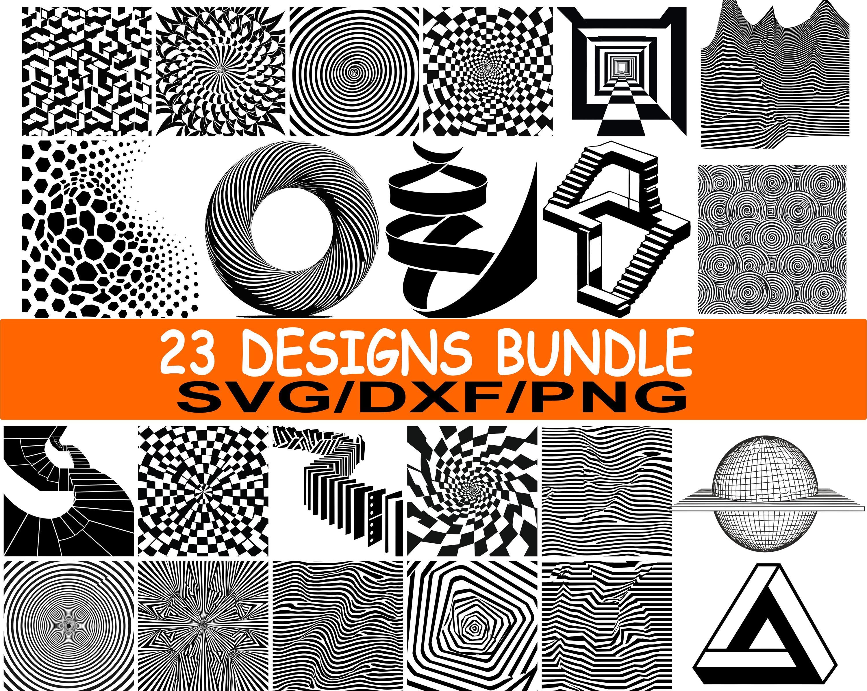 Optical Illusion SVG Bundle 23 Designs, Abstract Geometric Svg ...