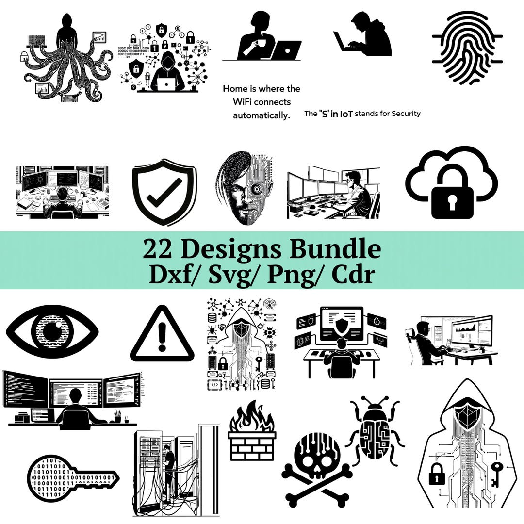Cyber Security SVG Bundle 22 Designs, Hacker Svg, IT Security Svg ...