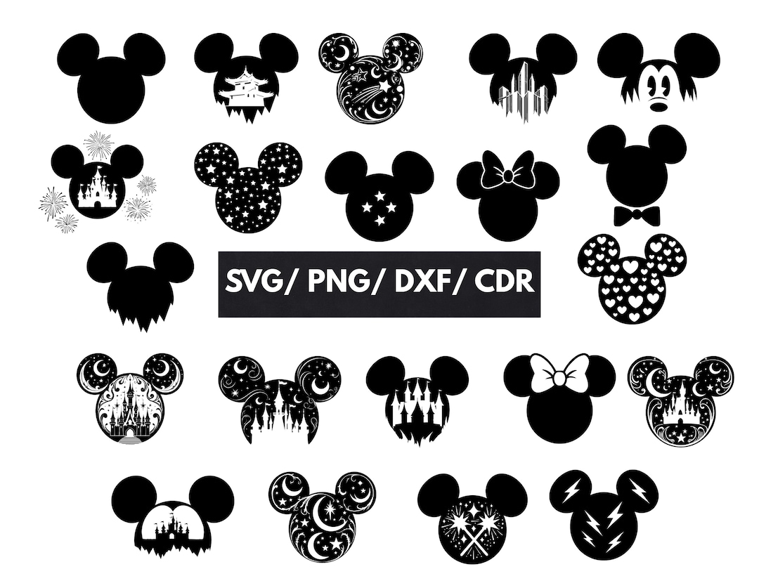 Mickey Mouse Svg Bundle, Mickey Outline Svg Bundle, Png, Dxf Silhouette ...