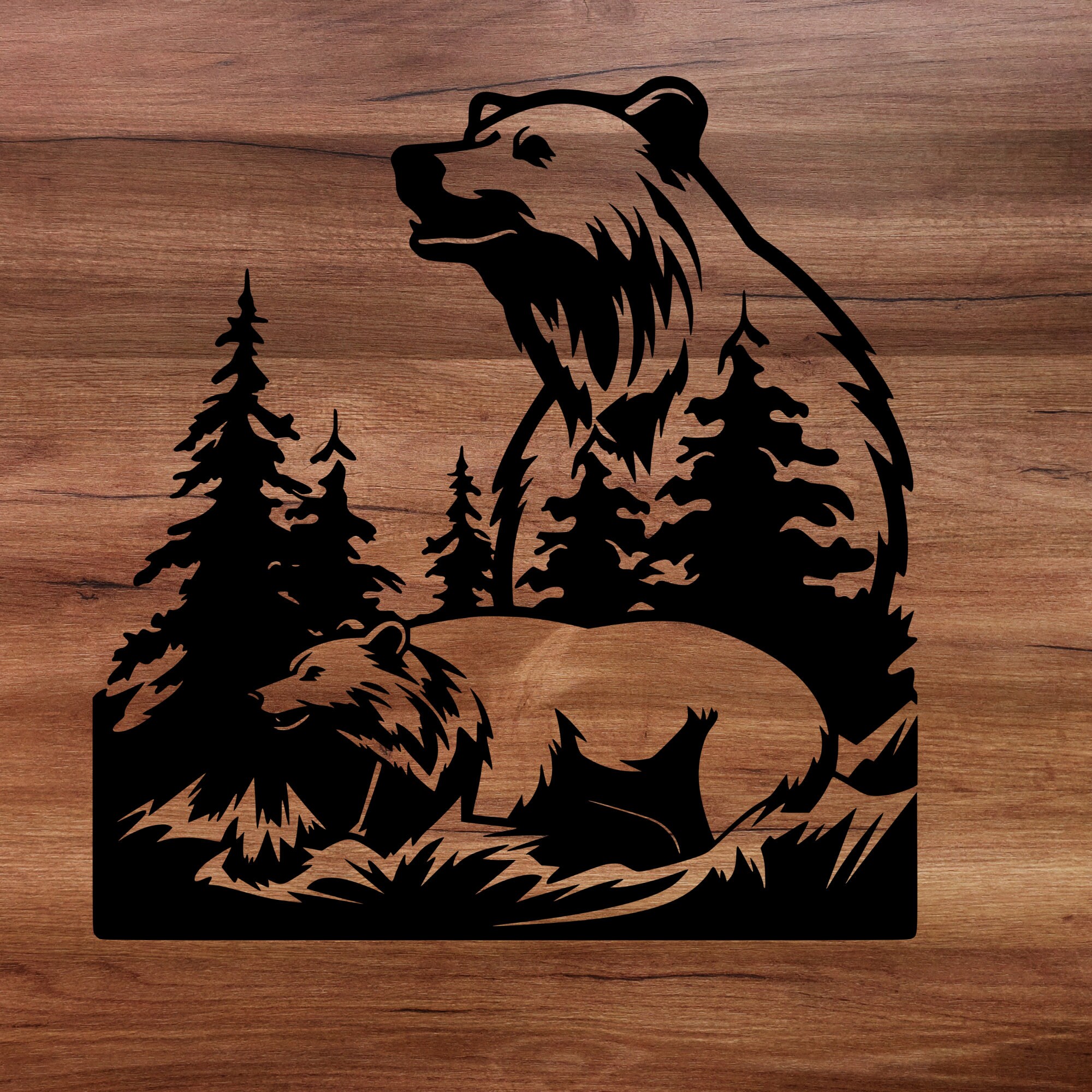 Forest Bear Svg, Dxf, Png, Jpg, Mountain Bear Scene Svg, Outdoor Bear ...