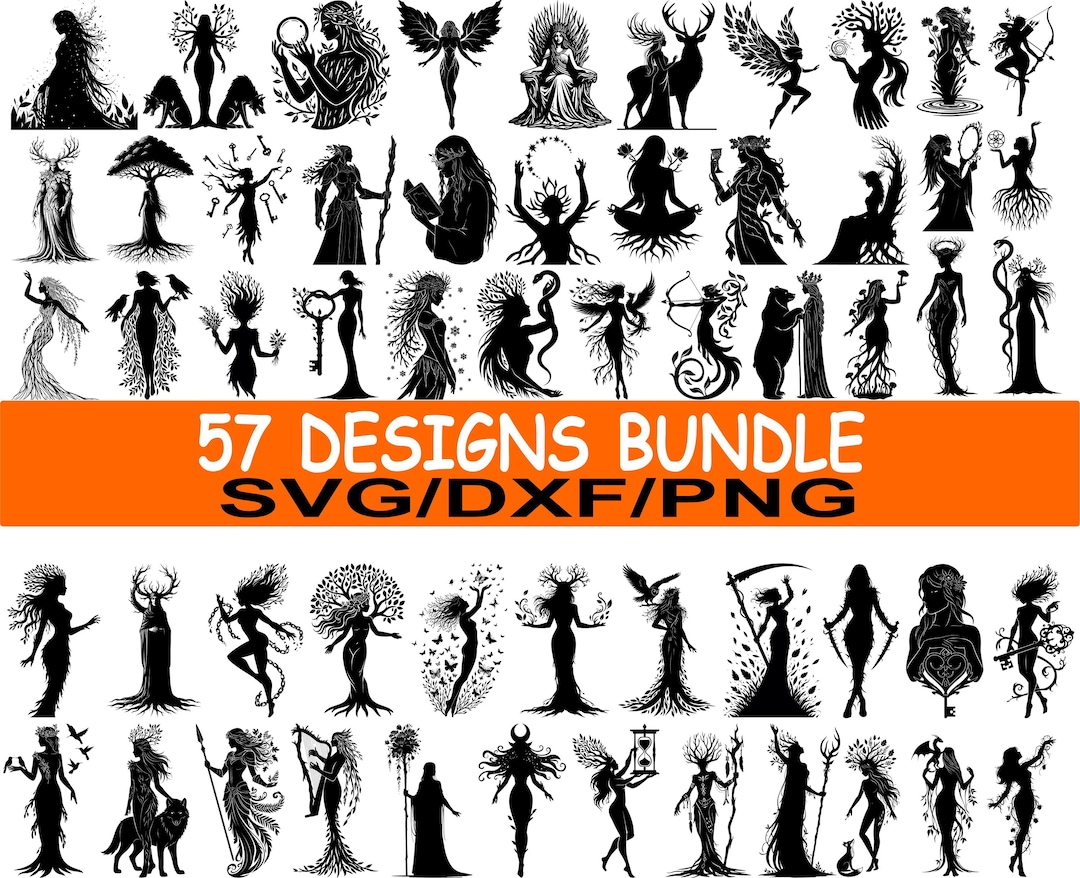 Mystic Dryad Svg Dxf Png Bundle 57, Forest Witch Goddess and Tree ...