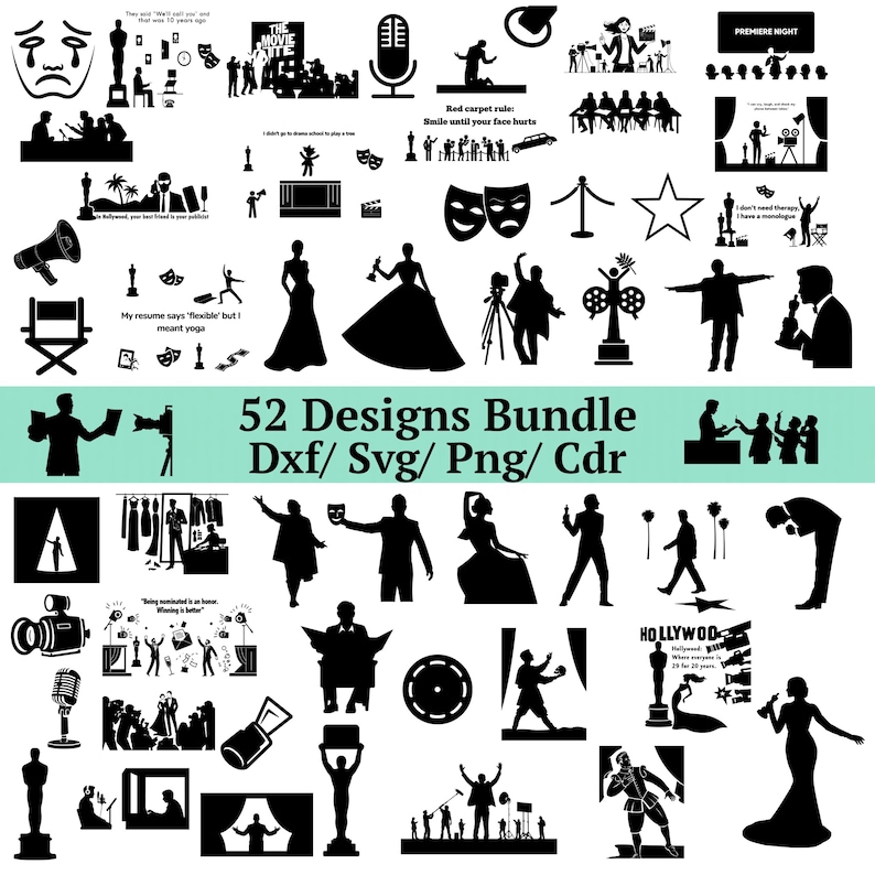 Actor Svg Bundle, Hollywood Movie Clipart, Red Carpet Silhouettes ...