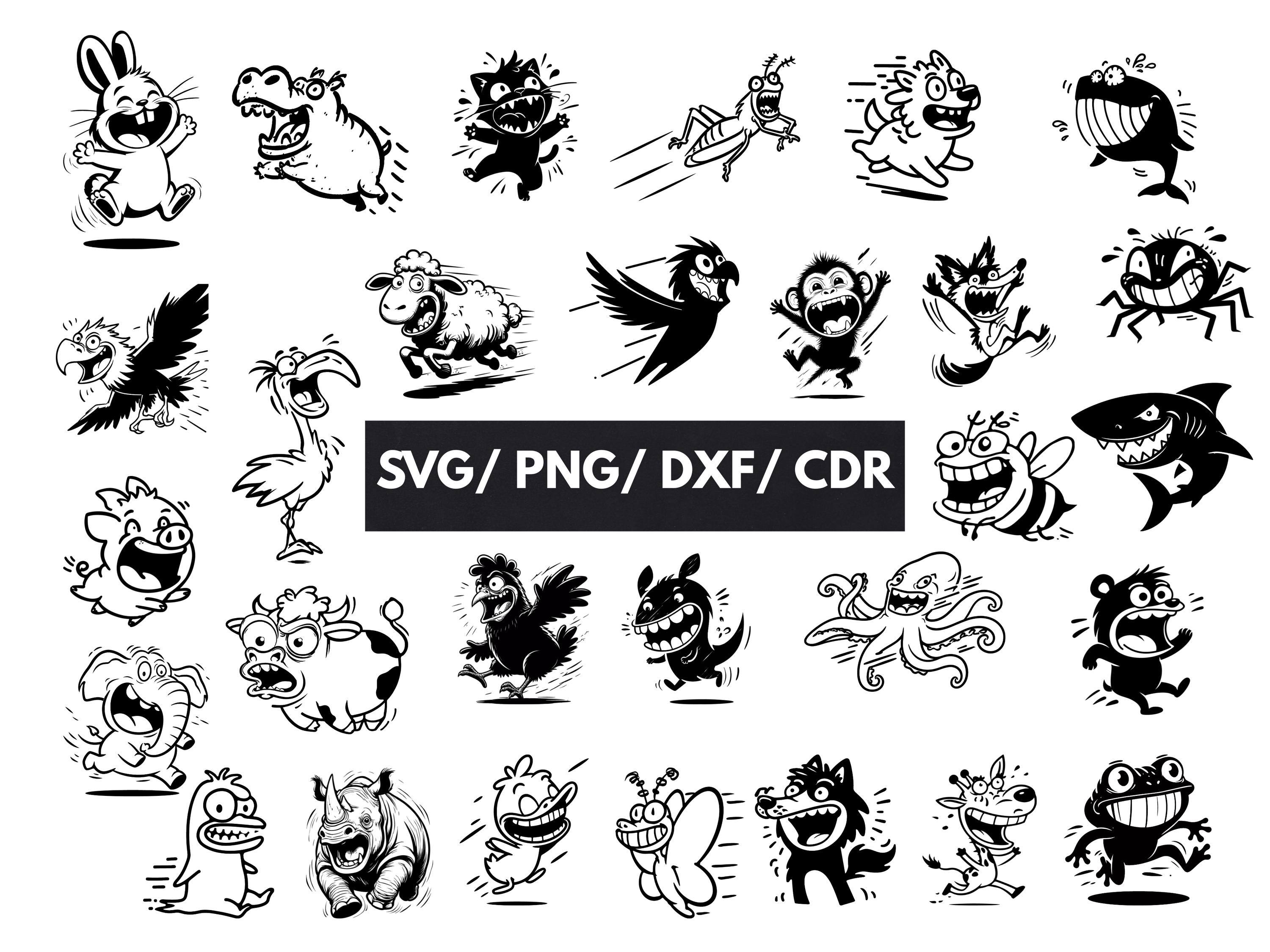 Funny Animals SVG Bundle, Cute Quirky Crazy Animals Svg Files Vector ...
