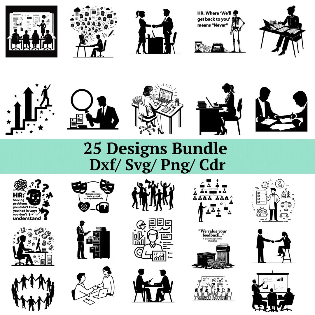 HR Human Resources SVG Bundle 25 Designs, Office Worker Svg ...