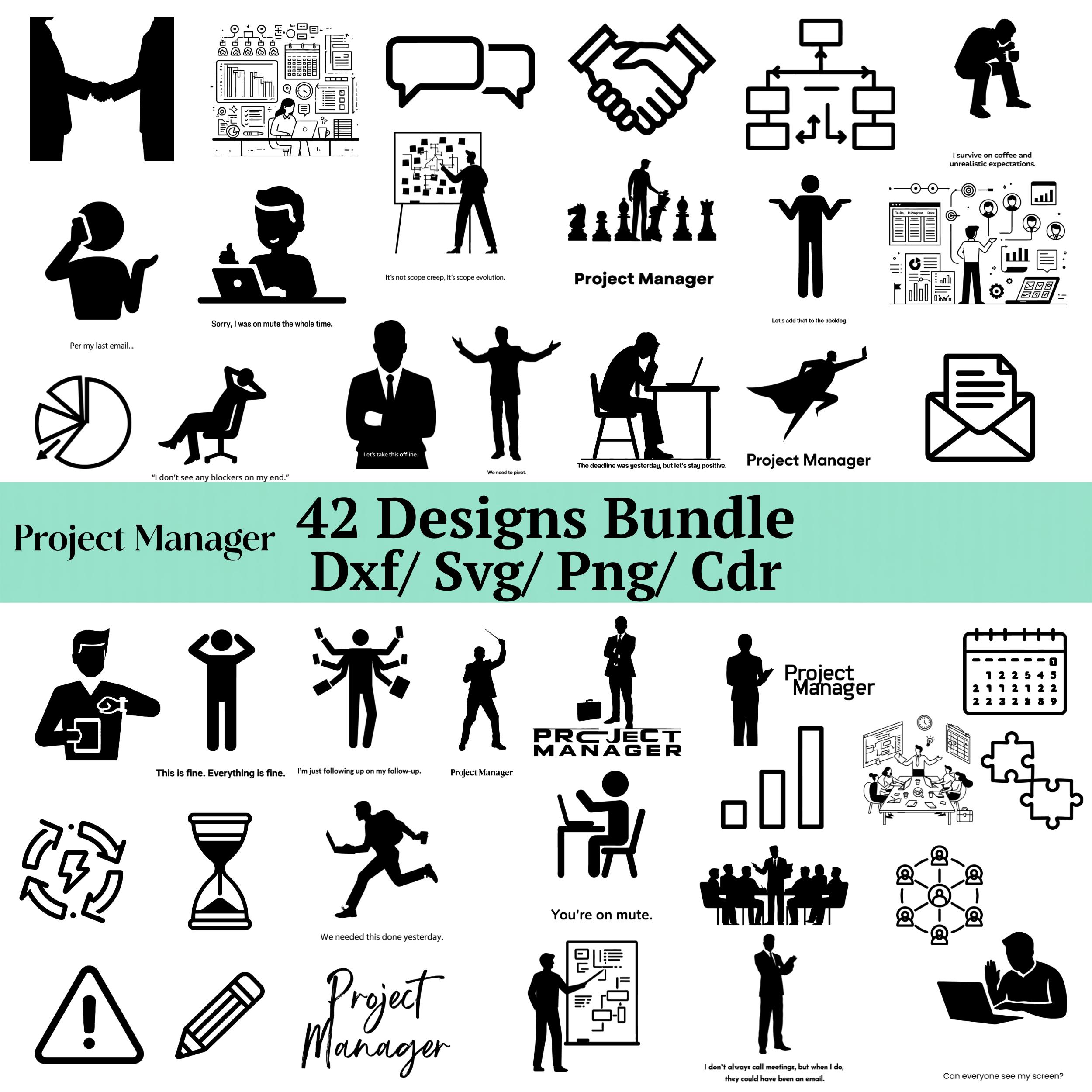 Project Manager SVG Bundle 42 Designs, Office Worker Svg, Funny PM ...