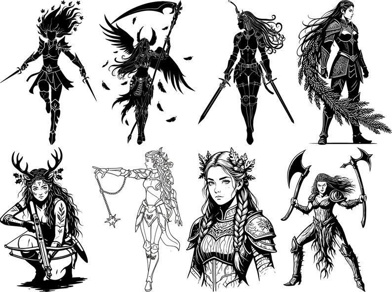 Valkyrie Warrior Women Svg Bundle, Norse Female Fighter Dxf, Fantasy ...