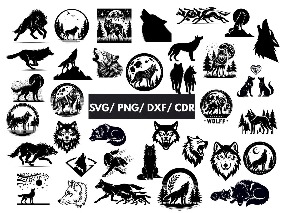 Wolf Scenes Bundle 35 SVG, Wolf SVG, Howling Wolf Svg, Nature DXF ...