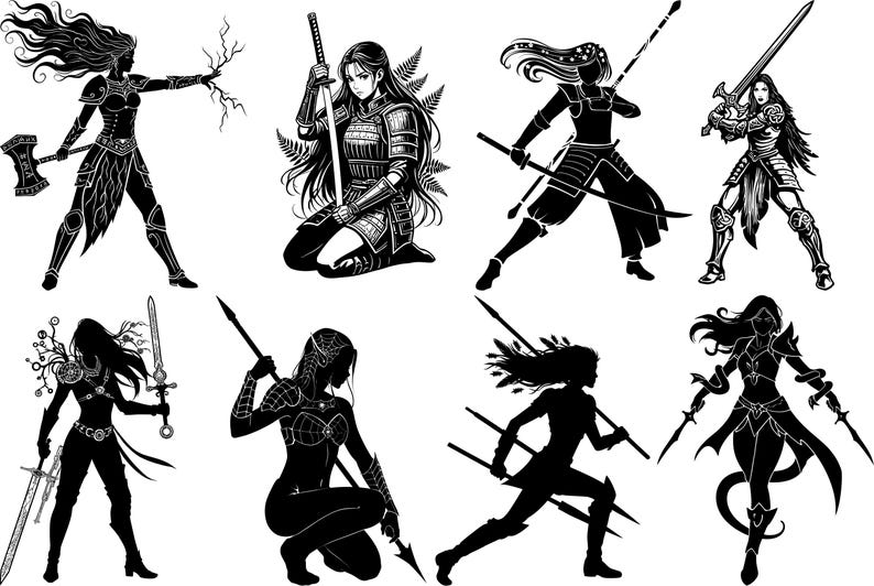 Valkyrie Warrior Women Svg Bundle, Norse Female Fighter Dxf, Fantasy ...