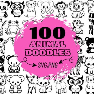 100 Animal Doodle Svg Bundle - Animal Svg - Doodle Svg - Pet Svg - Cute ...