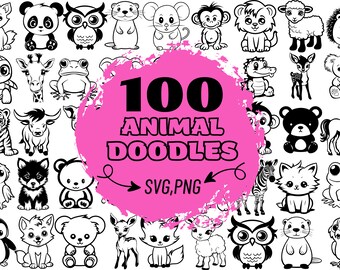 100 Animal Doodle Svg Bundle Animal Svg Doodle Svg Pet Svg Cute Animal ...