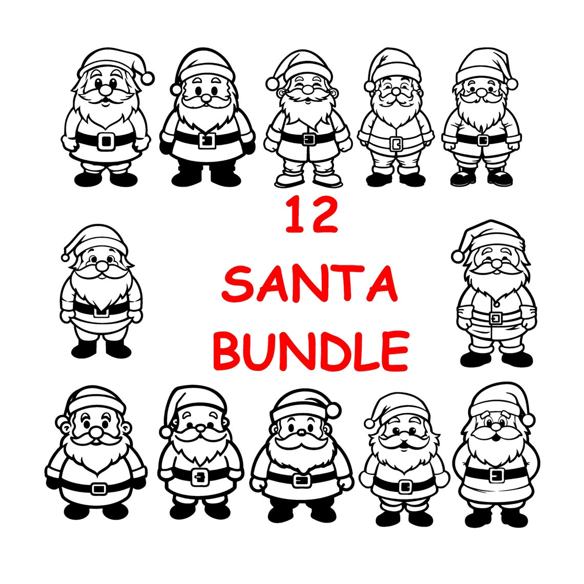 Santa Svg Bundle , Santa Svg , Cut Files for Cricut and Laser Engraving ...