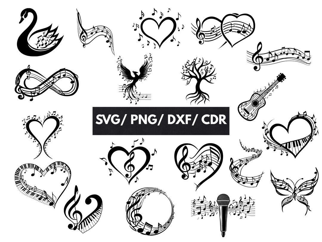 Music Notes Svg Bundle, Musical Notes Clipart, Music Notes Svg, Musical ...