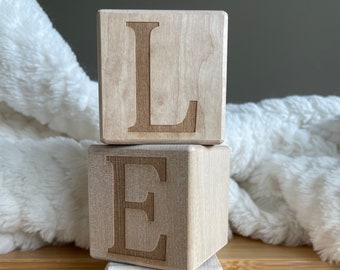 Personalized Woodland Baby Wooden Blocks, Baby Shower Gift, Boho ...