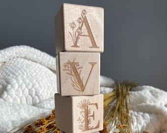 Personalized Woodland Baby Wooden Blocks, Baby Shower Gift, Boho ...