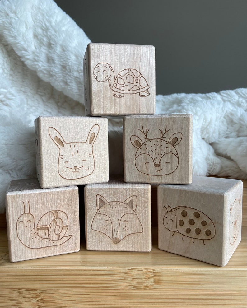 Personalized Classic Baby Wooden Blocks, Baby Shower Gift, Boho Nursery ...