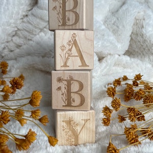 Floral Baby Blocks, Pregnancy Announcement, Custom Wood Blocks ...
