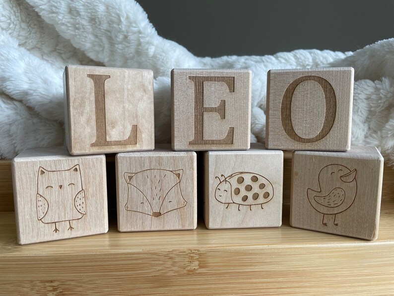 Personalized Classic Baby Wooden Blocks, Baby Shower Gift, Boho Nursery ...