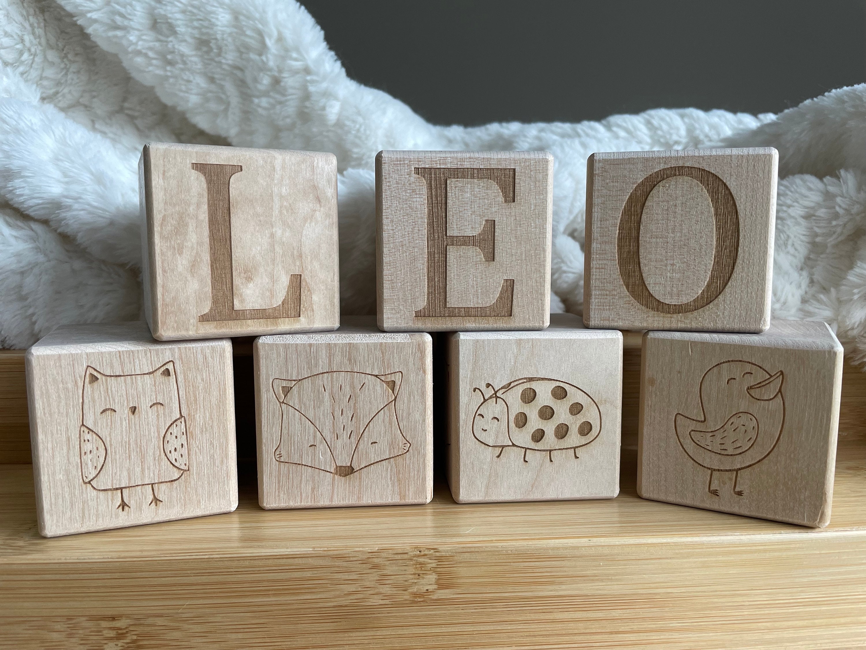 Personalized Classic Baby Wooden Blocks, Baby Shower Gift, Boho Nursery ...