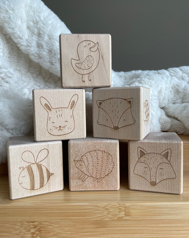 Personalized Classic Baby Wooden Blocks, Baby Shower Gift, Boho Nursery ...