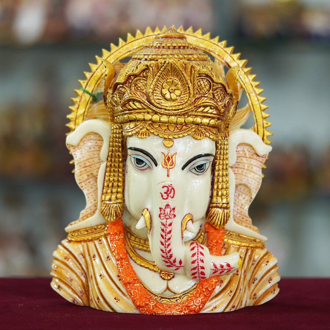 Marble Dust Ganesh Ji Face Statue for Home Décor - Etsy