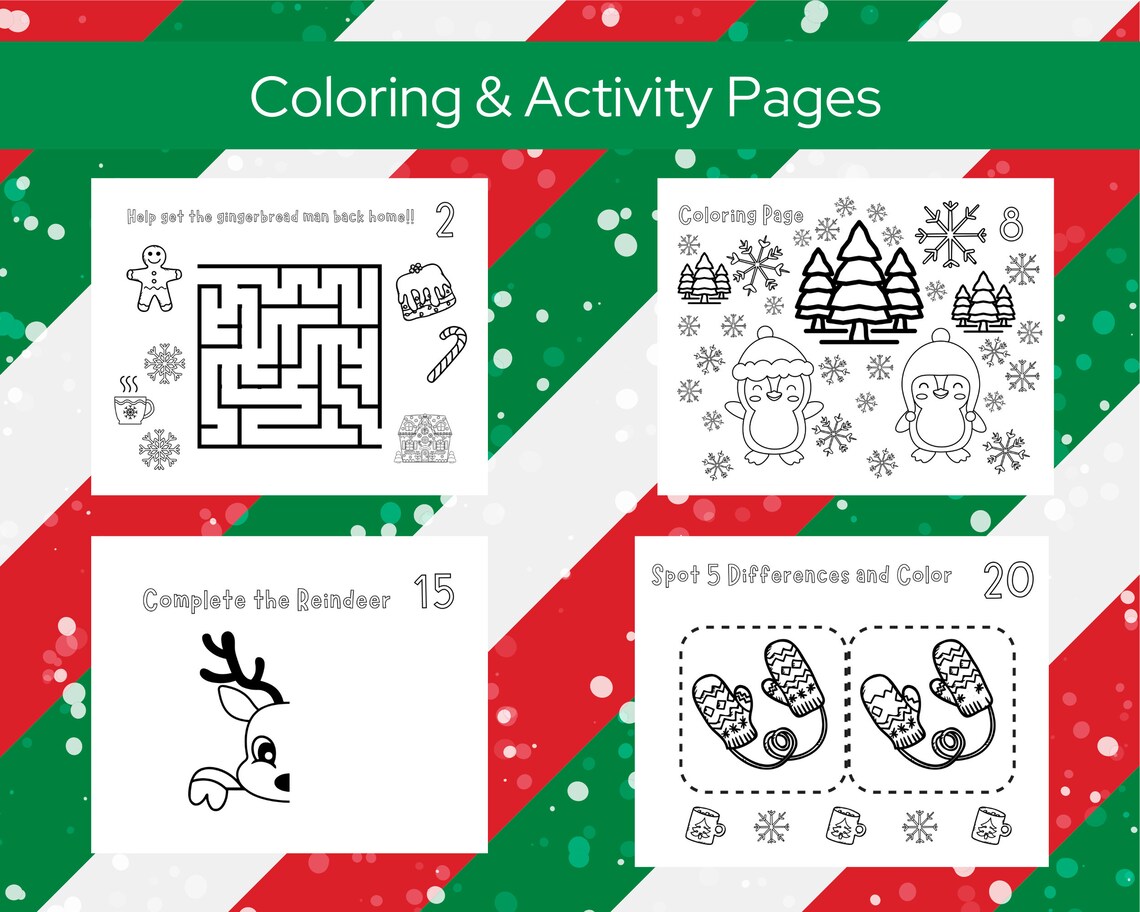 Christmas Coloring Advent Calendar Kids Christmas Coloring/activity ...