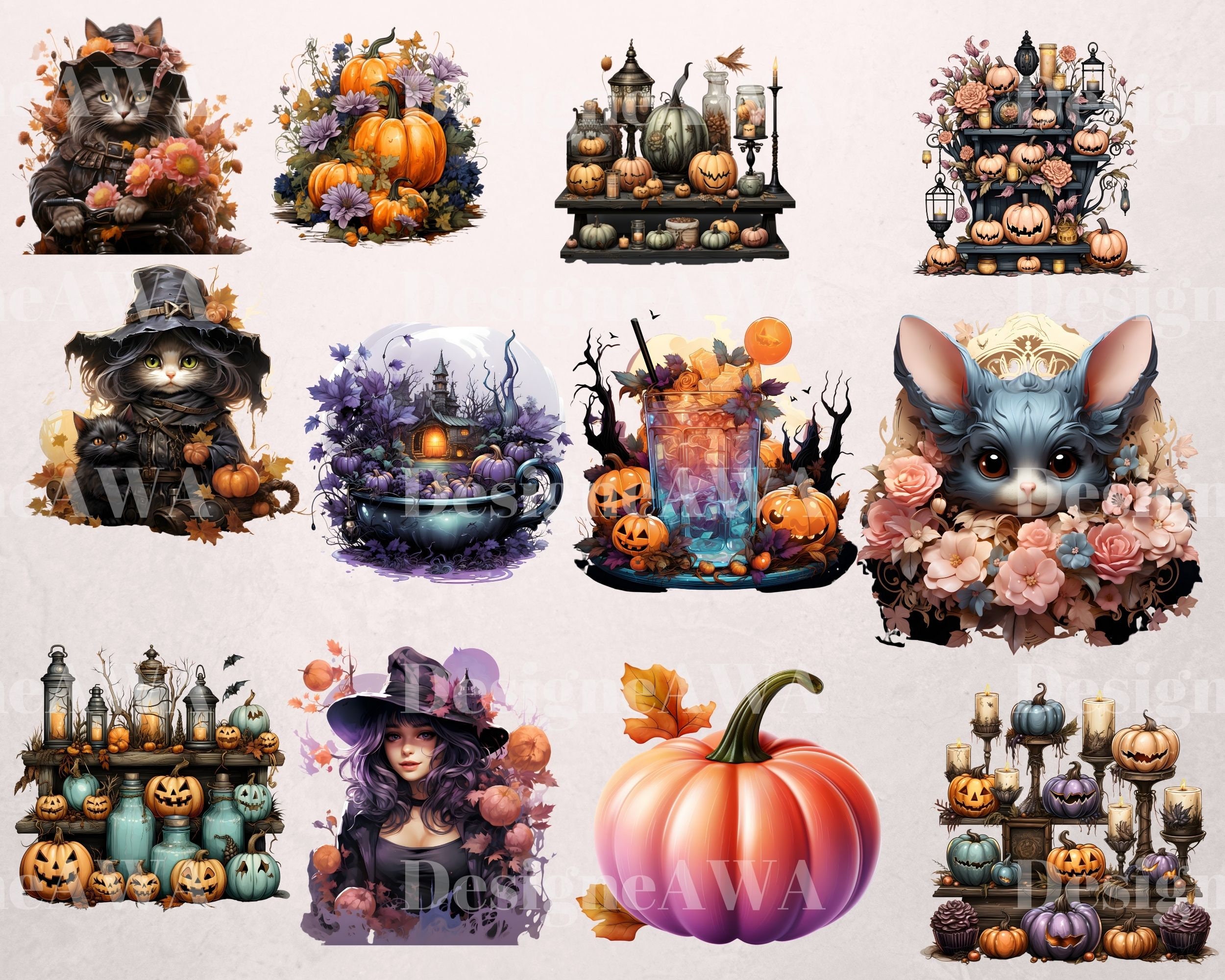 Halloween Clipart Bundle PNG: Halloween Clipart PNG, Spooky Design ...