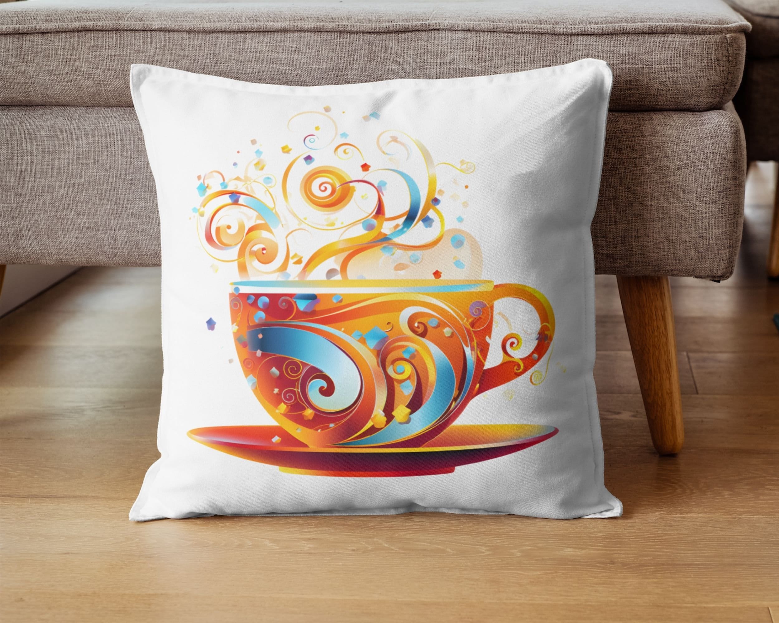 Colorful Rainbow Tea Cup With Whimsical Design & Vibrant Saucer Art ...
