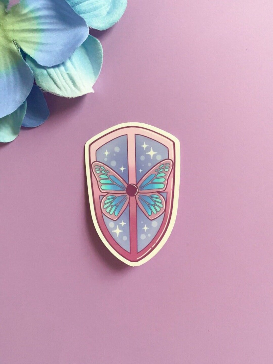 Fantasy Shield Sticker Pink Butterfly Fairy Waterproof Vinyl - Etsy