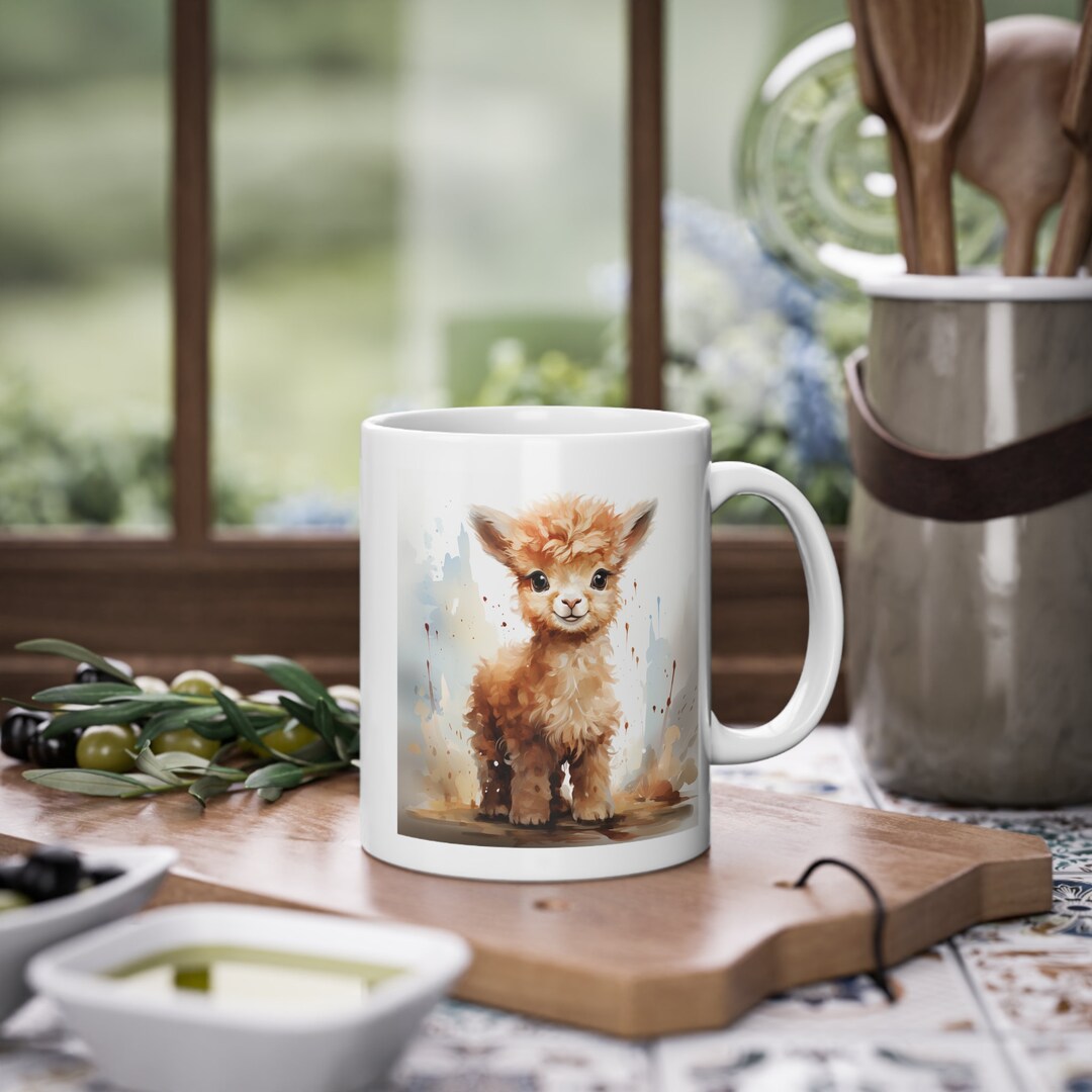 White Ceramic Cup 0.33L Alpaca Baby - Etsy
