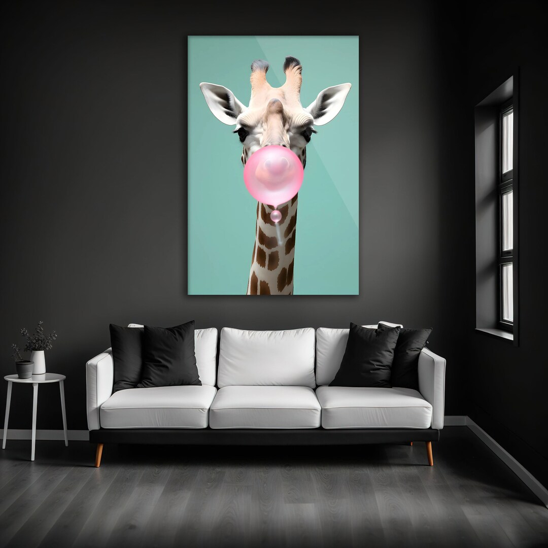 Giraffe Blowing Bubble Gum Printable Art , Nursery Safari Decor , Print ...