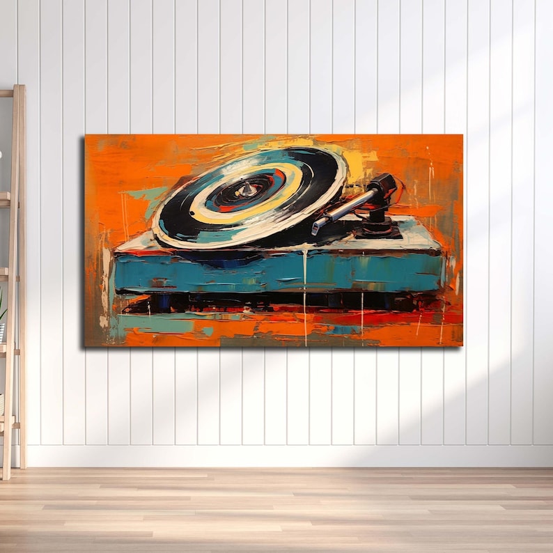 Turntable Canvas Art Print, Retro Vinyl Record Music Decor - Etsy