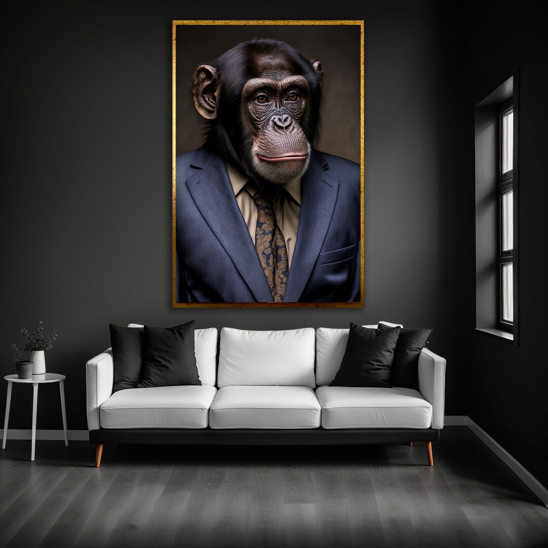Monkey Canvas, Monkey Art in Suit, Monkey Human Painting, Boss Monkey ...