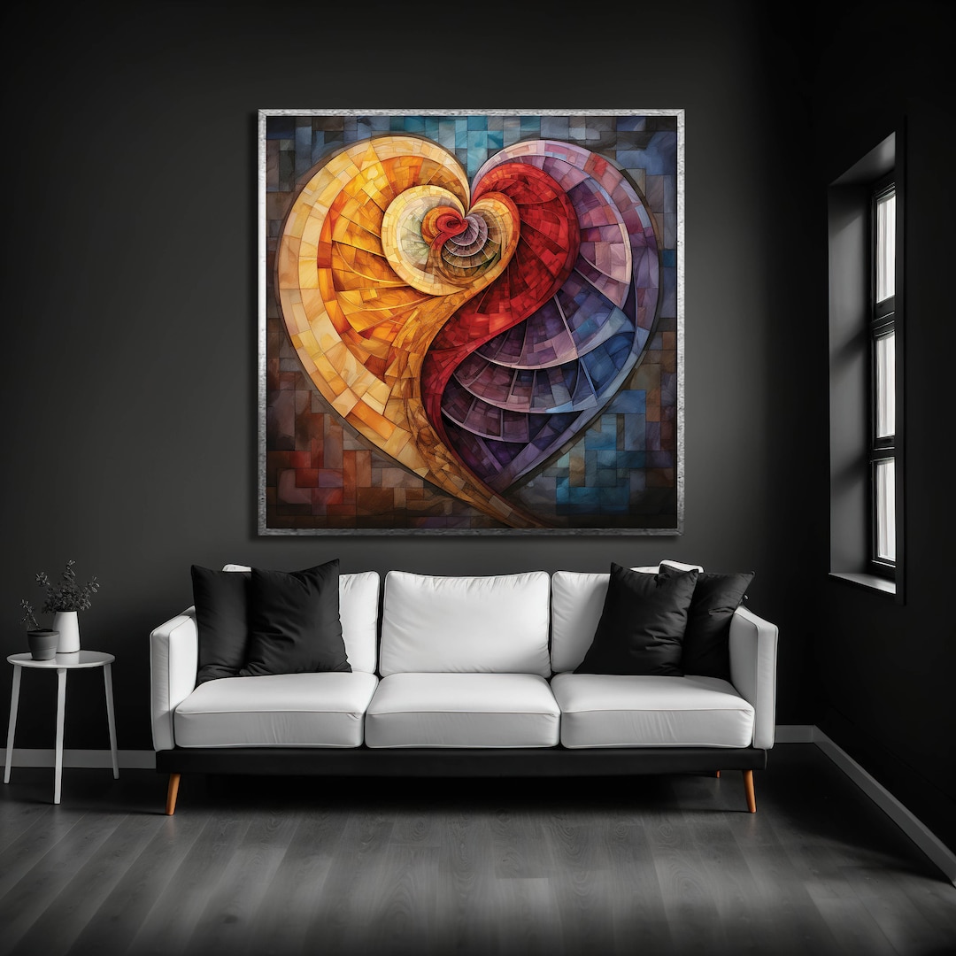 Love Heart Canvas Painting, Heart Canvas Art Print, Abstract Heart Art ...