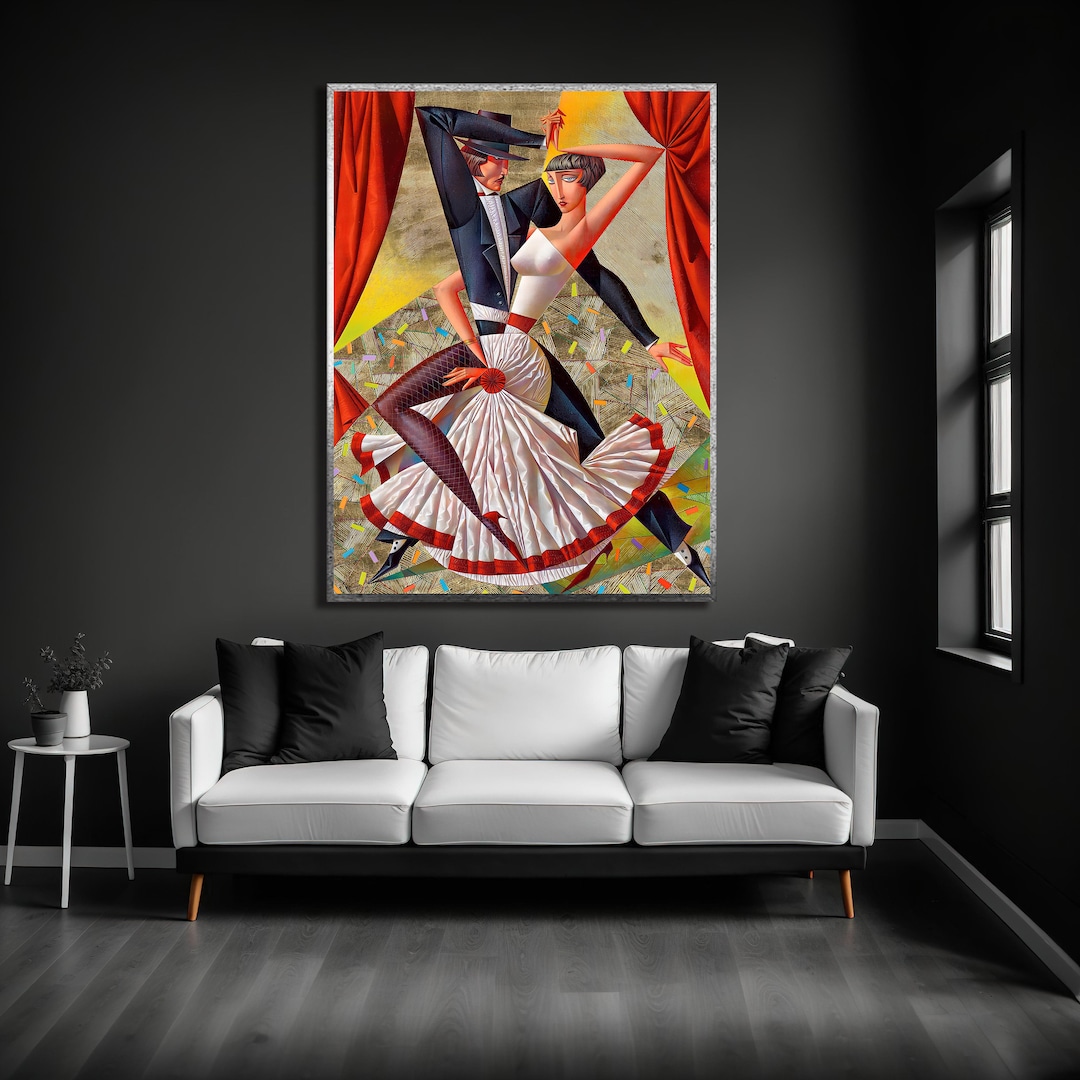 Tango Cubism Dancer, Couple Abstract Wall Art, Unique Geometric Tango ...