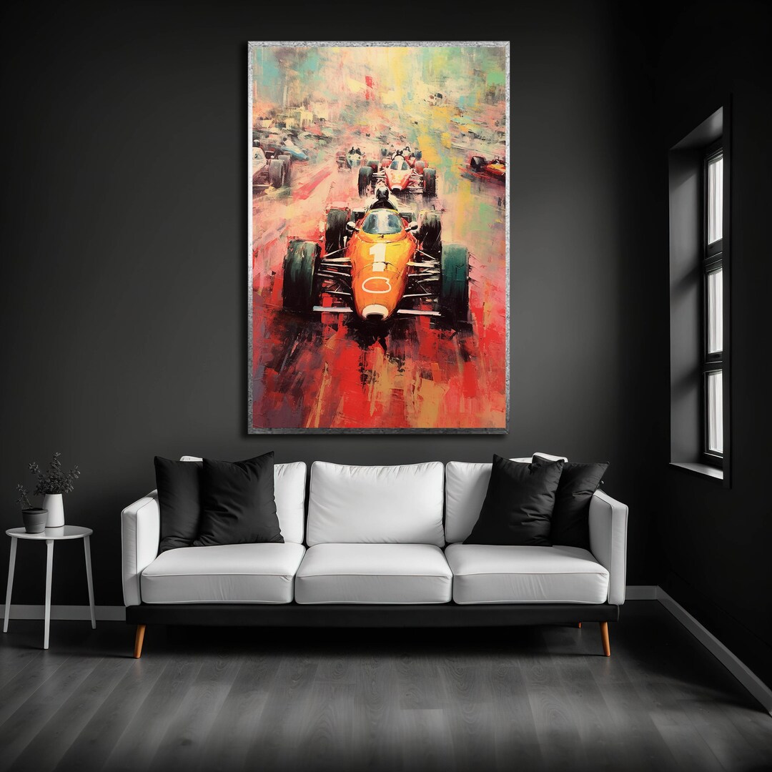 Car Race Wall Art, Vintage Formula One Racing Car Art Print , Vintage ...