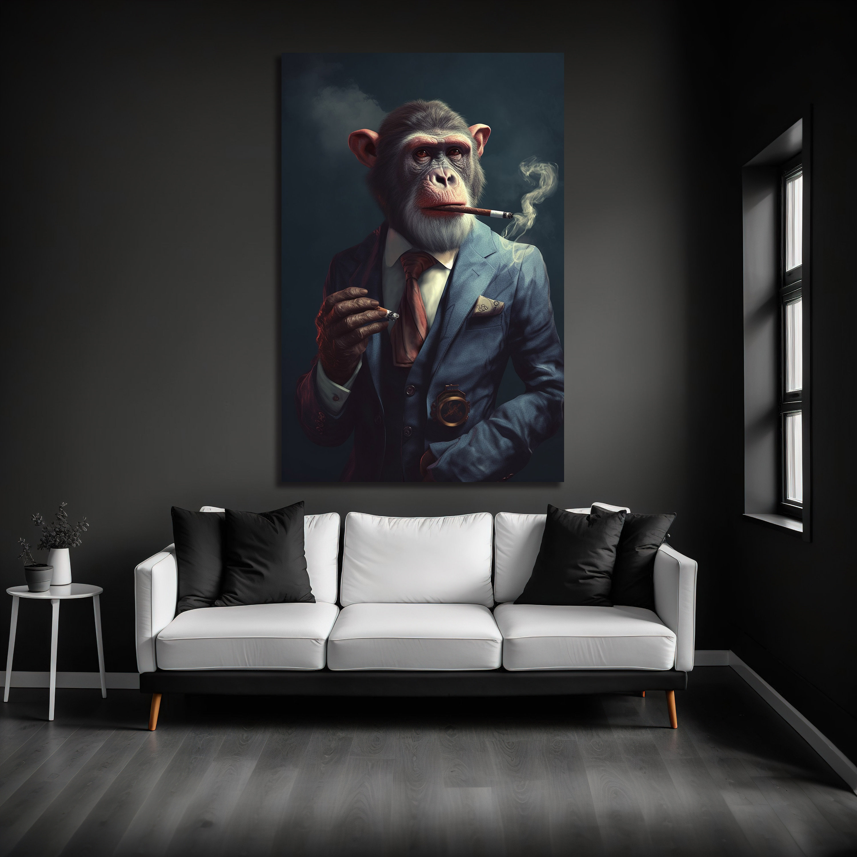 Banksy Monkey Print Wall Art, Gorilla Paintings on Canvas, Monkey Home ...