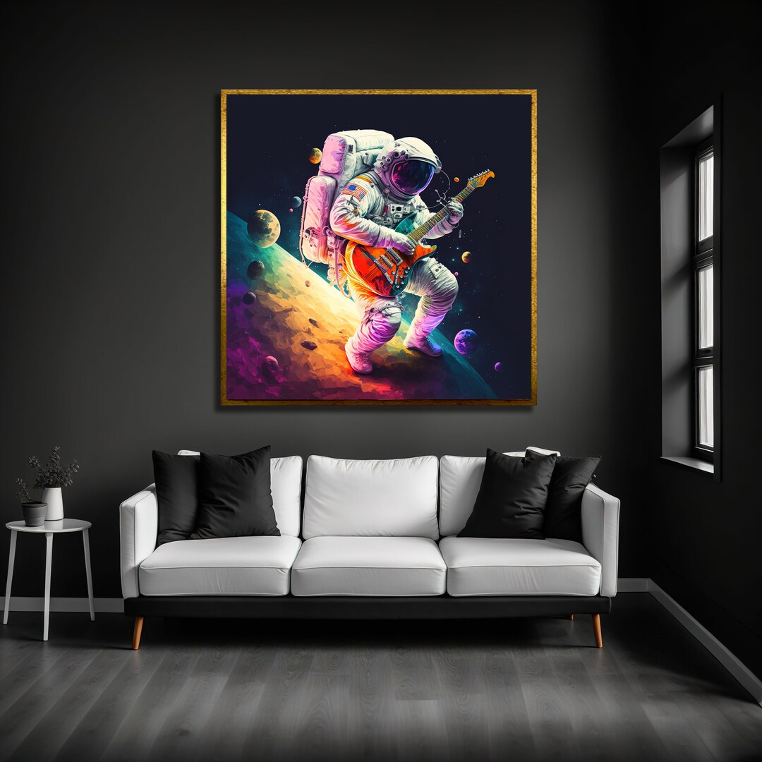 Astronaut Playing the Guitar, Fun Astronaut Wall Art Print, Musical ...