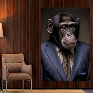 Monkey Canvas, Monkey Art in Suit, Monkey Human Painting, Boss Monkey ...