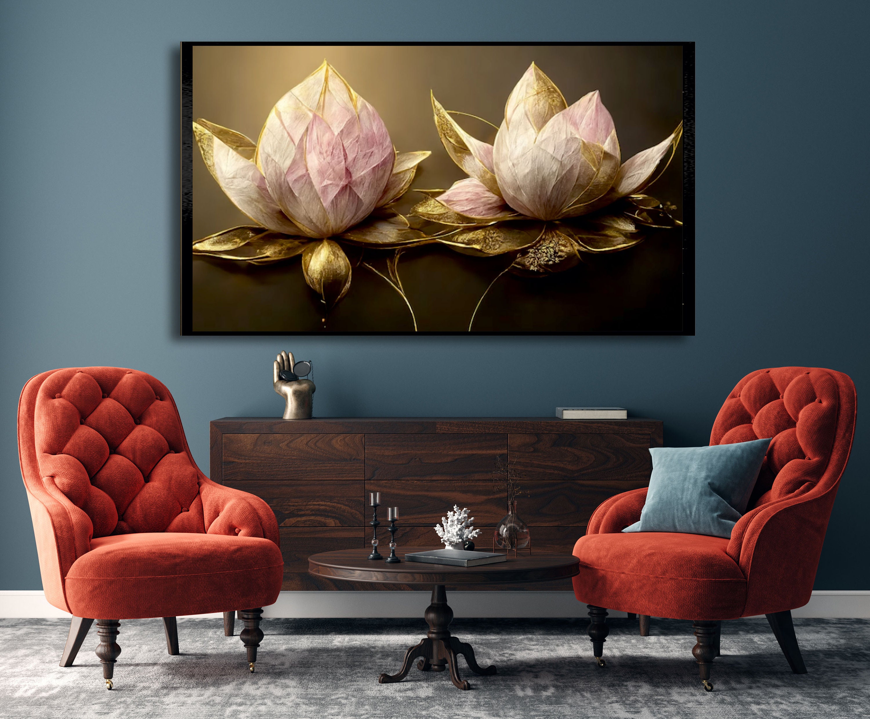 Lotus Flower Wall Decoration, Lotus Flower Canvas Wall Art, Lotus ...