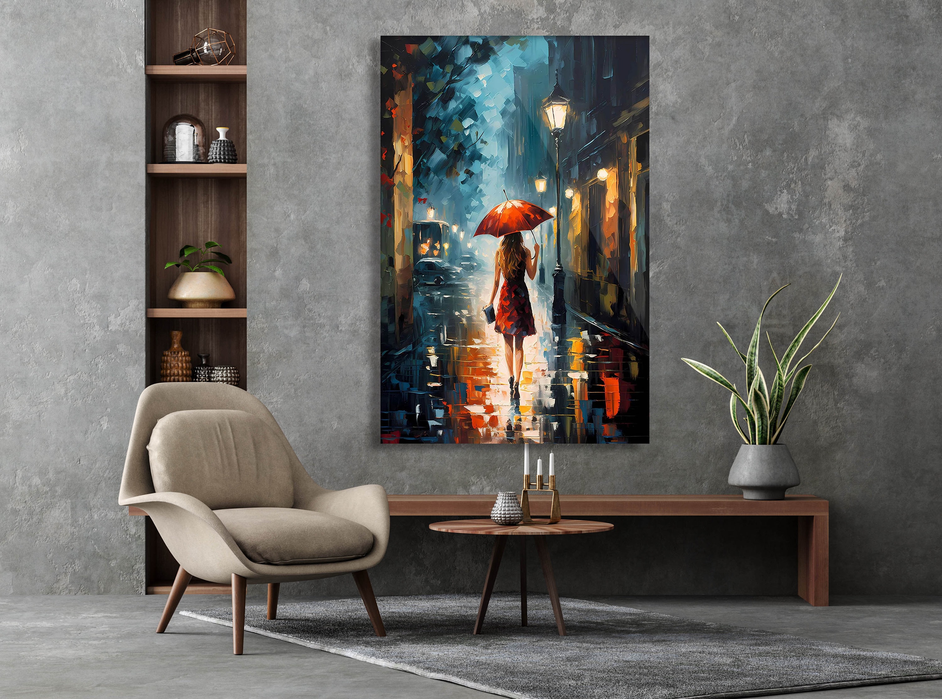 Under the Red Umbrella Canvas, Lover Print Wall Art, Romantic Couple ...