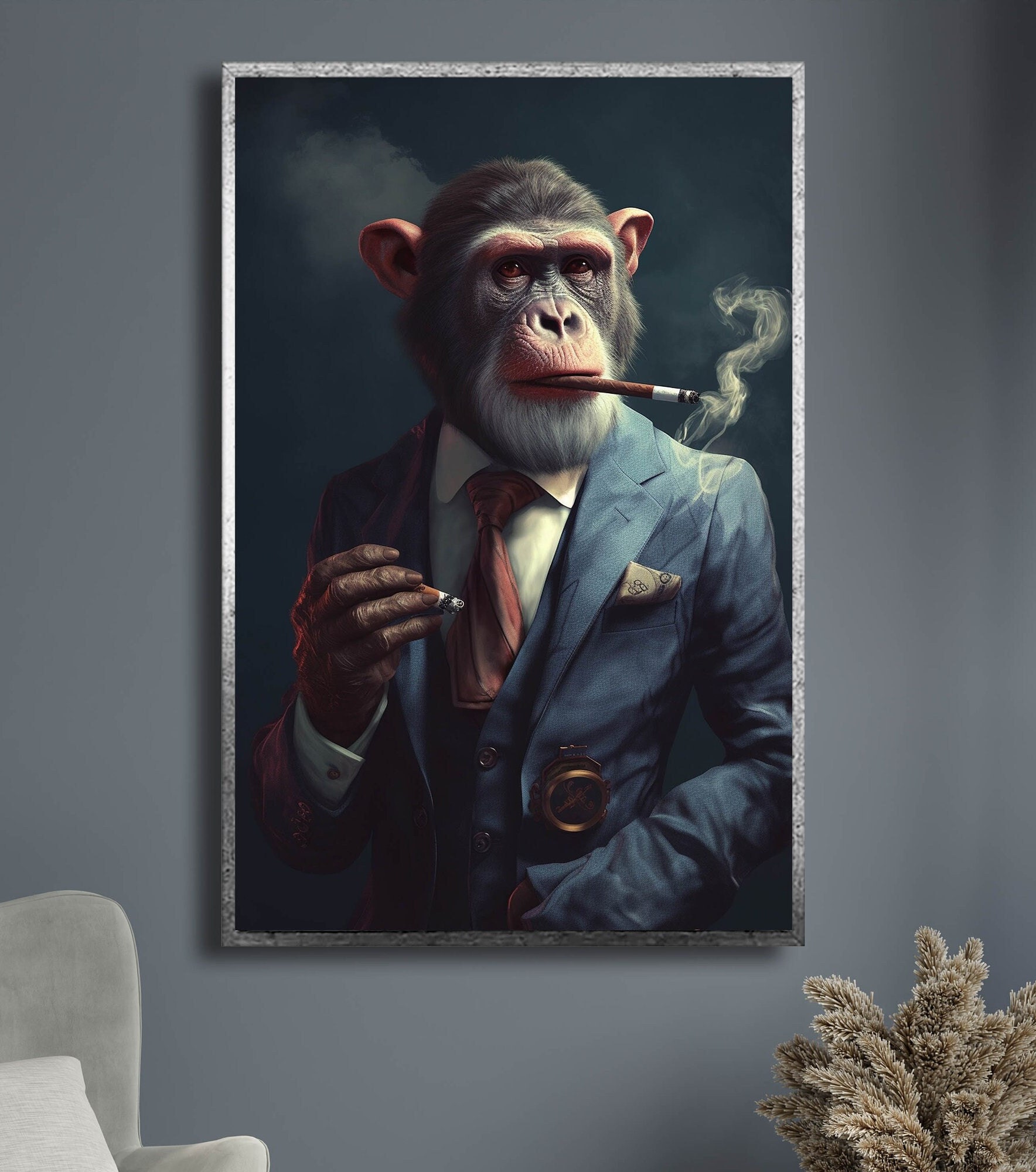 Banksy Monkey Print Wall Art, Gorilla Paintings on Canvas, Monkey Home ...