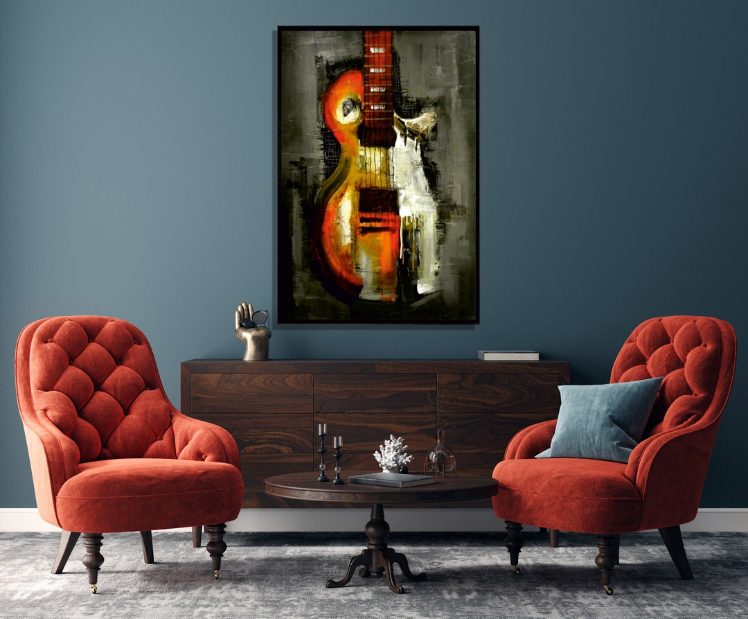 Music Canvas Wall Art,guitar Framed Print Art,music Room Wall Art ...