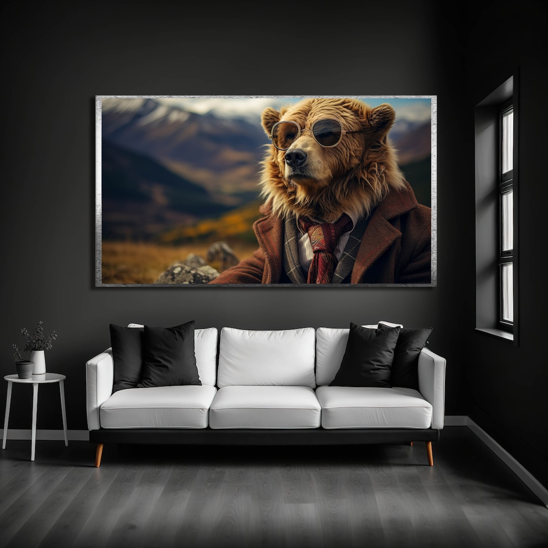 Abstract Bear Art, Funny Animals Wall Art, Cute Bear Art, Animal Poster ...