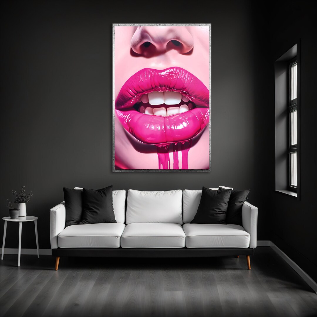 Pink Lips Canvas Art, Glam Fashion Wall Decor - Etsy UK